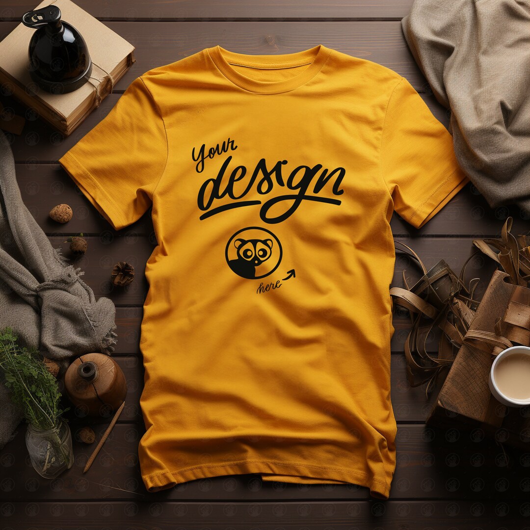 Yellow T Shirt Mock-up, Flat Lay T-shirt Mockup, Summer Shirt Mockup, T ...