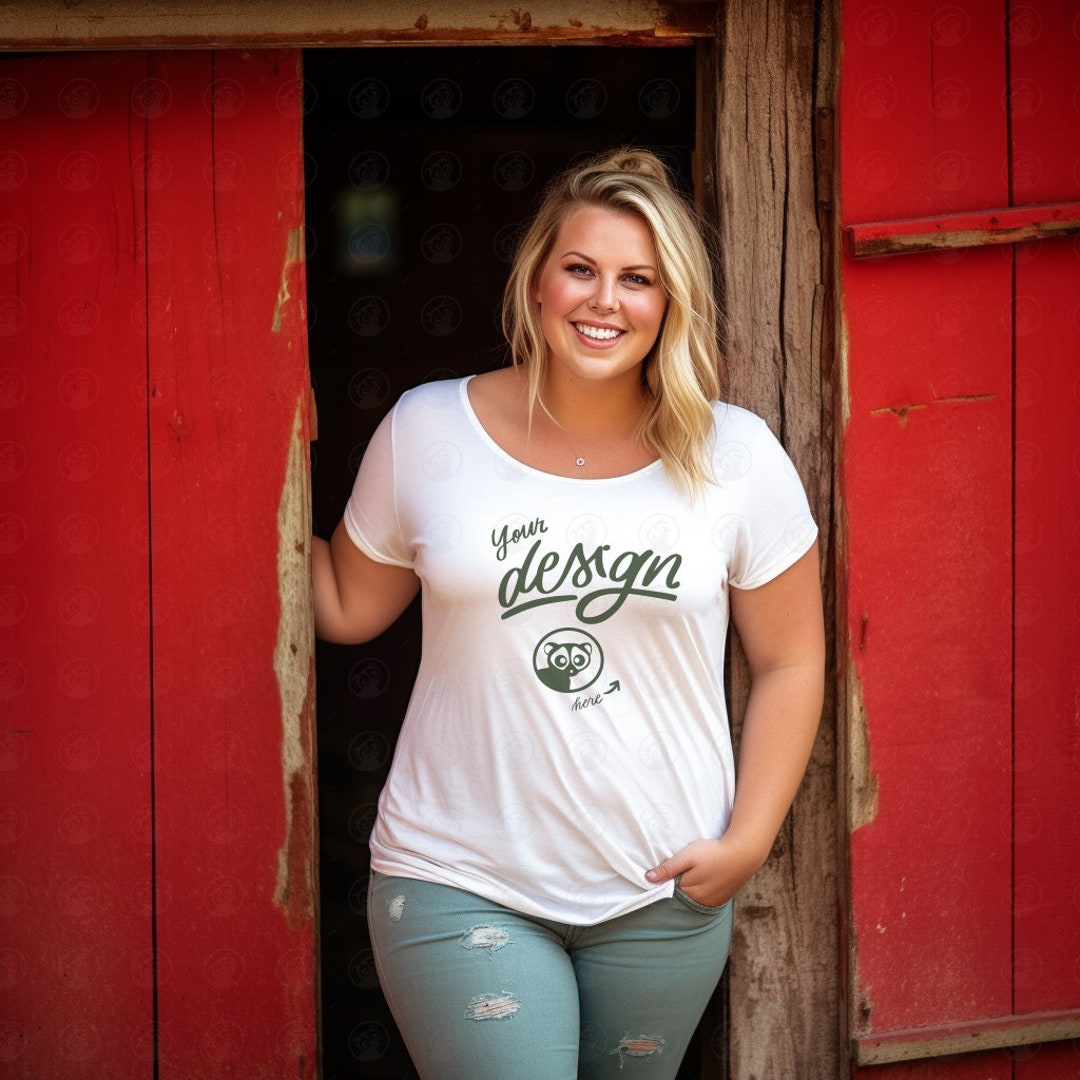 Plus Size Woman T-shirt Mockup, Plus Size Model Mockup, Womens Tee Mock ...