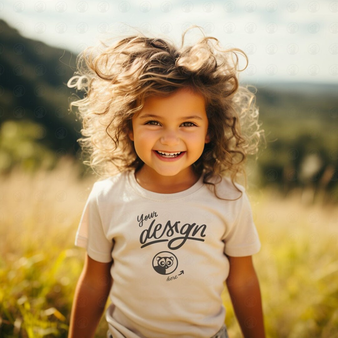 Natural Color T-shirt Girl's Mockup, Nature Mockup, Girl T-shirt Mockup ...