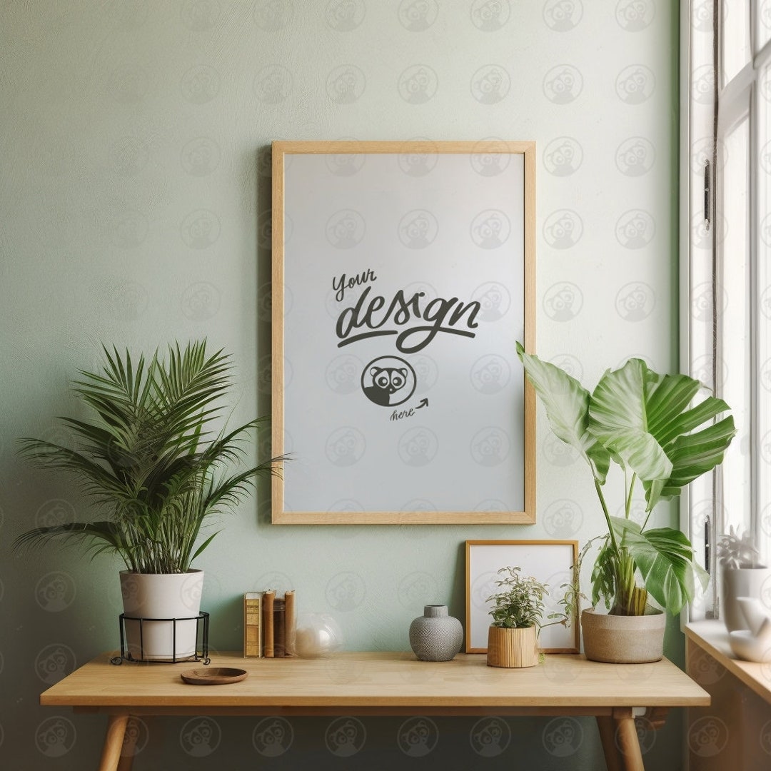 Wood Frame Mockup, Modern Home Interior, Vertical Frame Mockup, Wooden ...