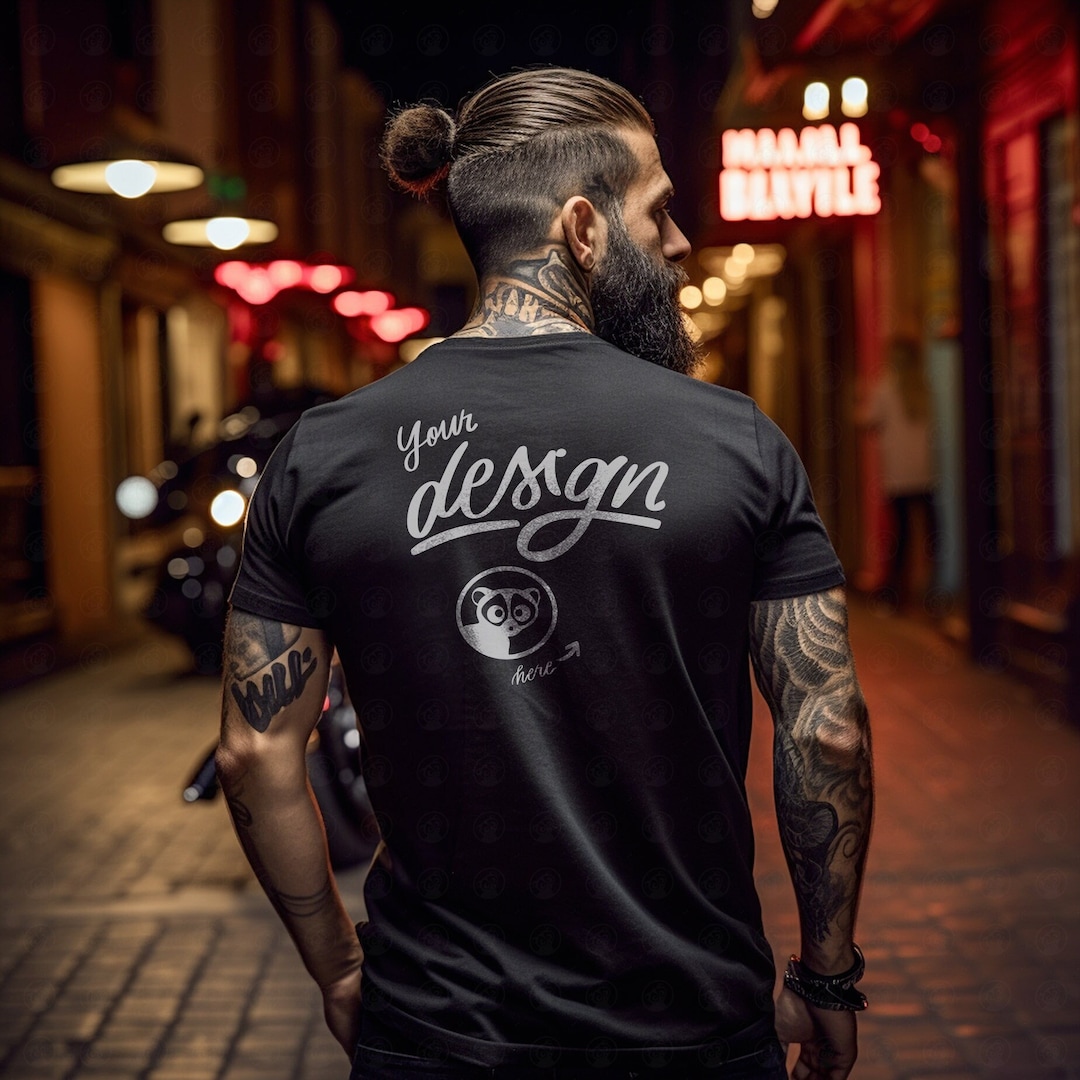 Back Mockup, Back Look of A Black T-shirt Mockup, Man T Shirt Mockup ...