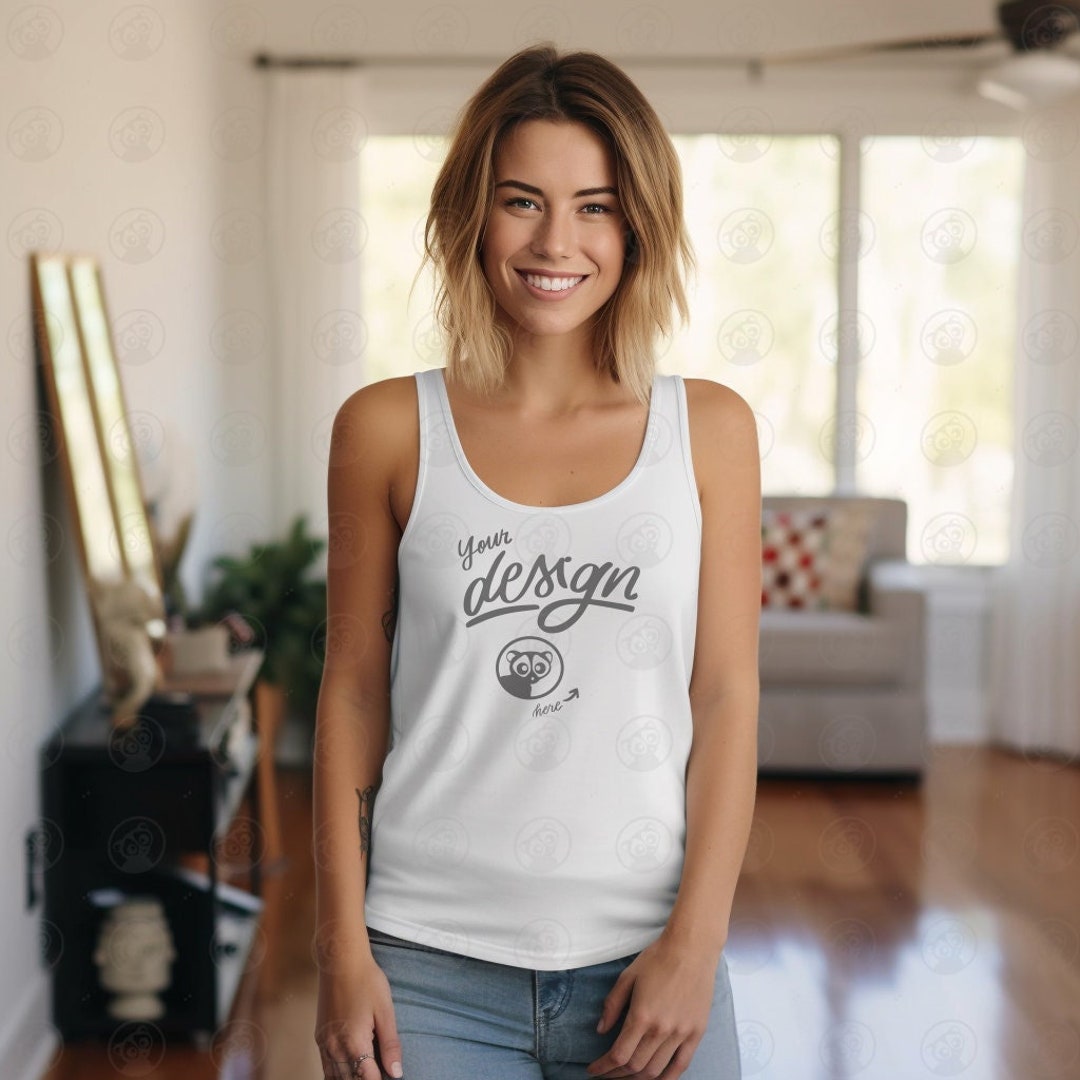 White Tank Top Mockup, Tank Mockup White, Model Mock Up, Tank Top Mock ...