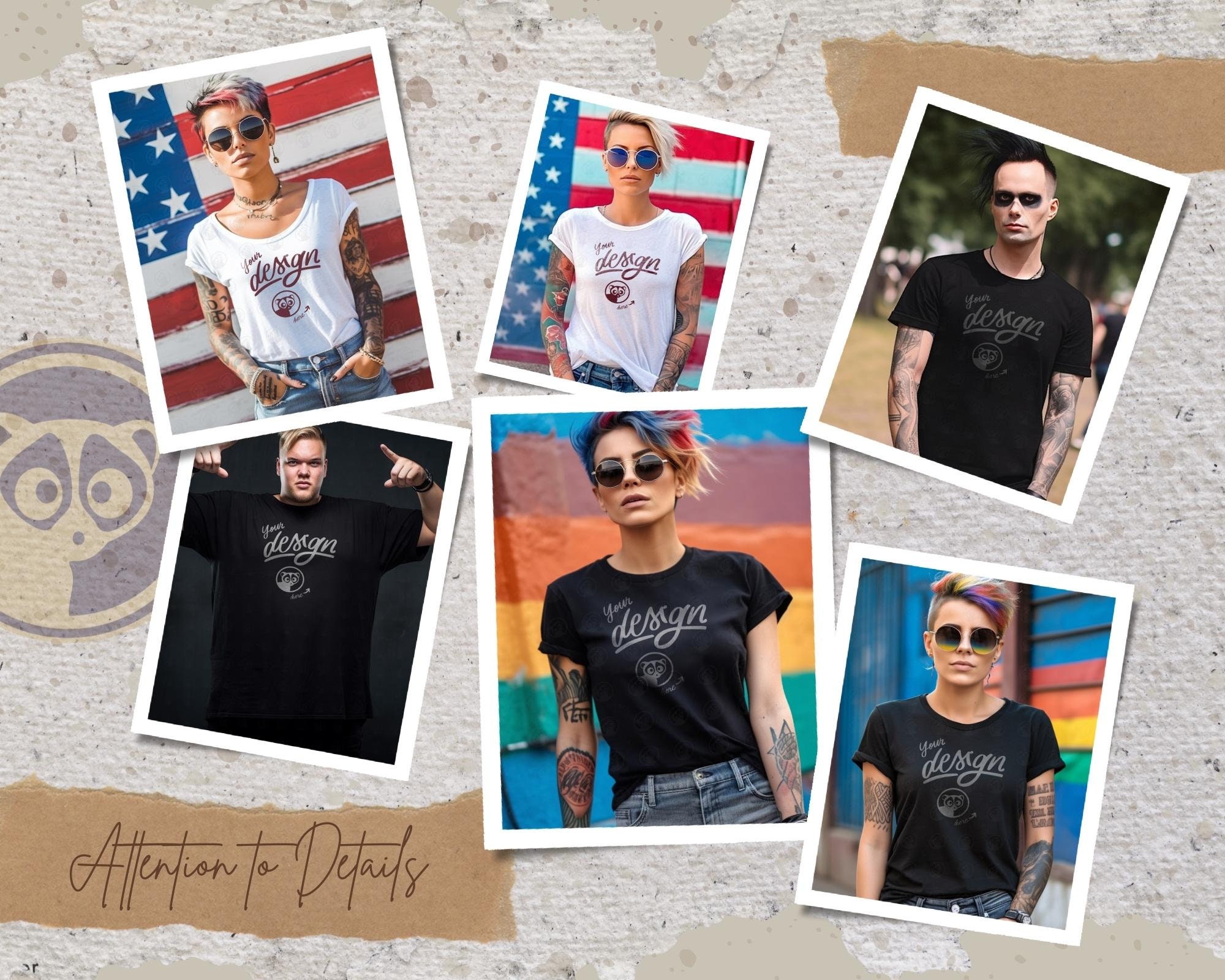 Alternative Model Mockup Bundle, Men and Women Mockup Bundle, Black T ...
