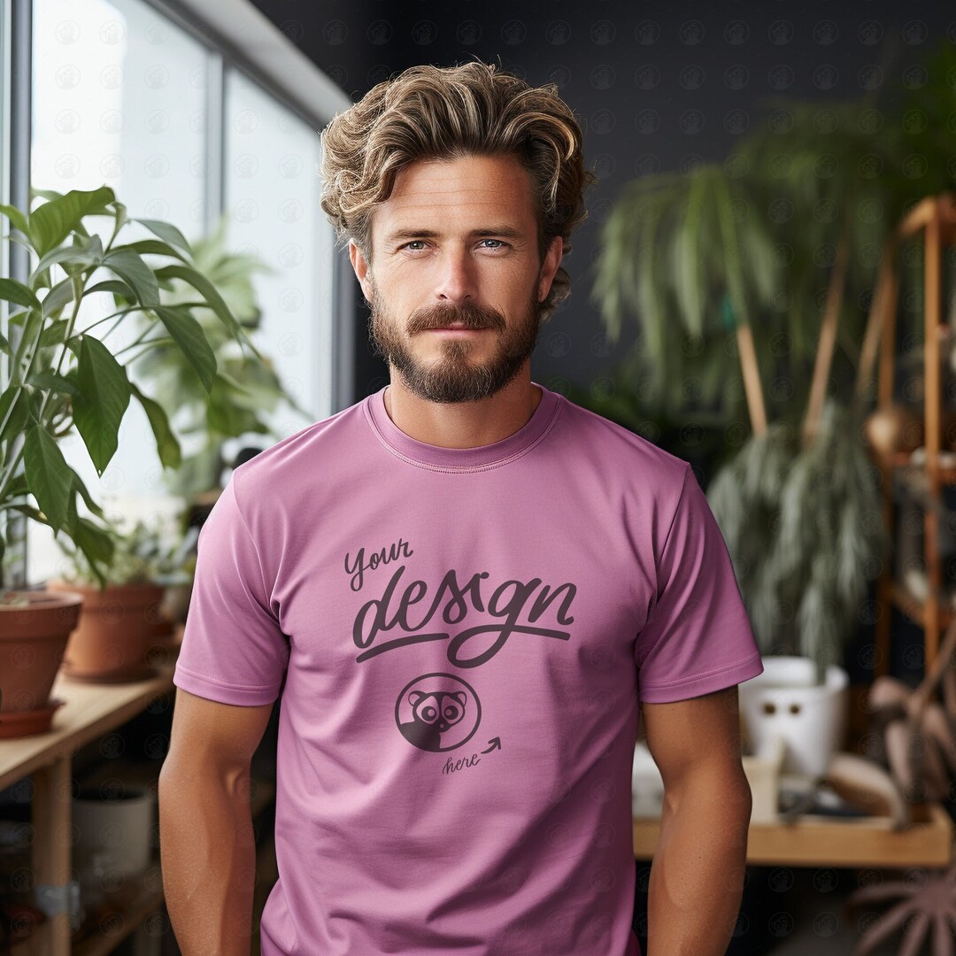 Pink T-shirt Mockup, Home Mockup, Man Mock, Pink T Shirt Mockup ...