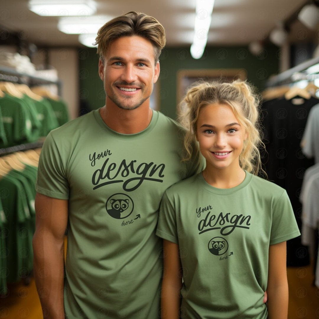 Sibling Mockup, Green T Shirt Brothers Mockup, Sister and Brother T ...