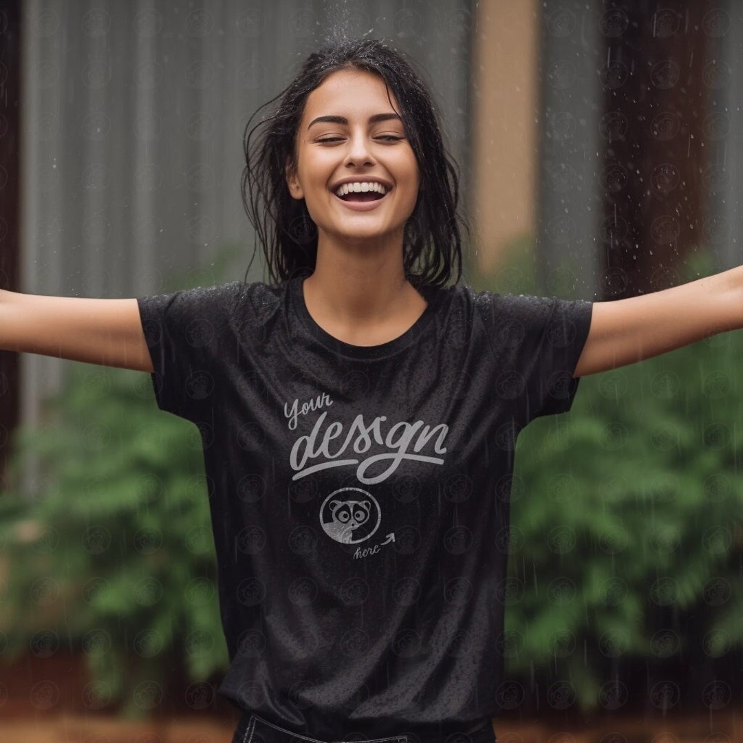 Bella Canvas Woman T-shirt Mockup, Black T-shirt, Woman Model Mockup, T ...