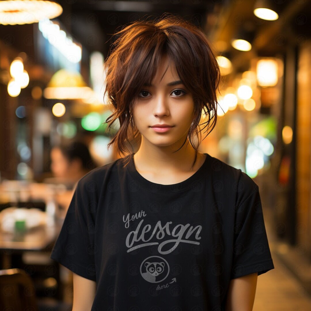 Young Edgy Japanese Woman Mockup Asian Woman Mockup Black - Etsy