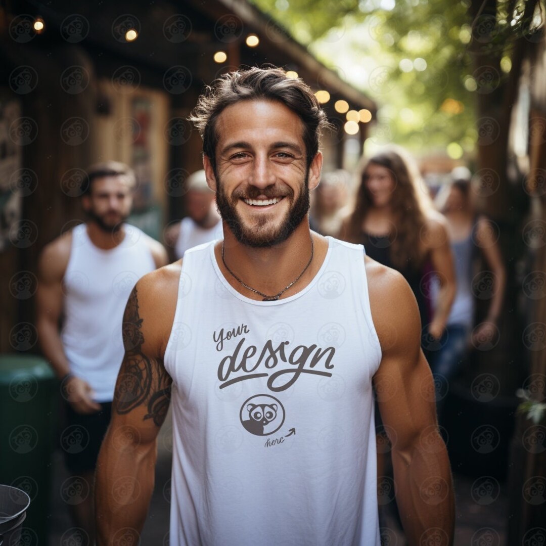White Tank Mockup, White Tank for Man Mock Up, Male Tank Mock Up, Male ...