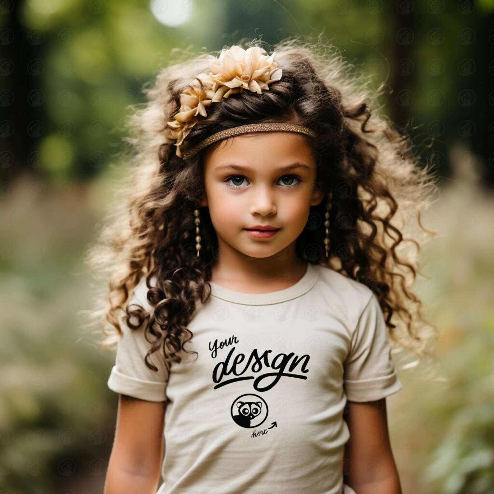 Nature Mockup, Girl T-shirt Mockup, Bella Canvas Natural Color T-shirt ...