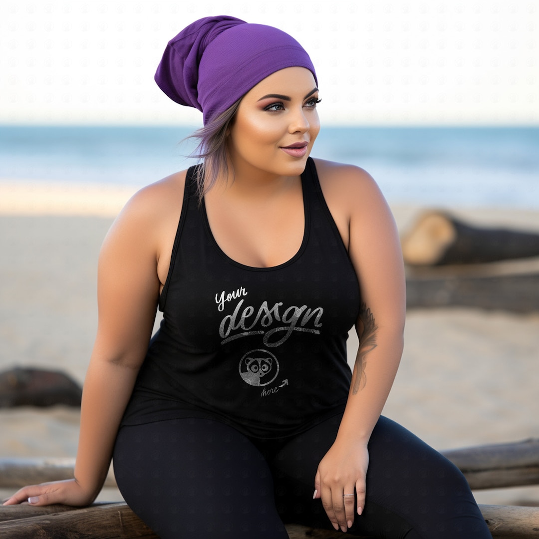 Plus Size Black Tank Top Mockup, Casual Wear Mockup, Tank Mockup, Plus ...
