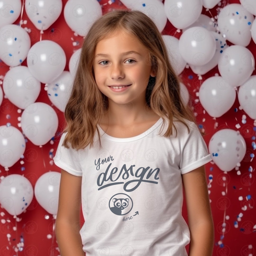Red White and Blue 4th of July Kid Mockup, Bella Canvas White T-shirt ...