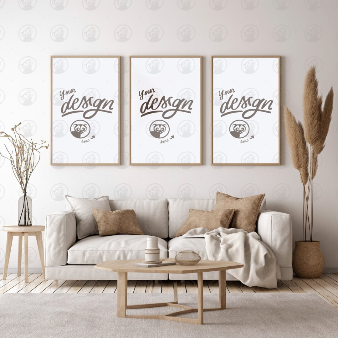 Set of 3 Rectangular Frames Mockup, Frame Mockup Home Interior, Boho ...