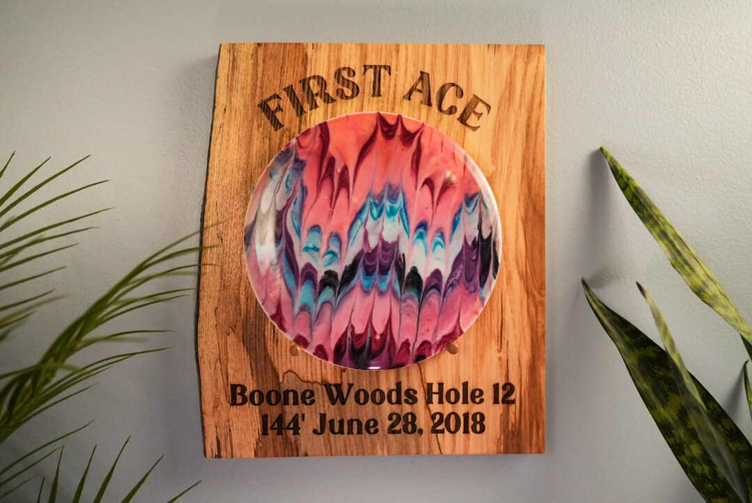 Disc Golf Personalized Ace Laser Engraved Ash Plaque | Disc Golfer Wall ...