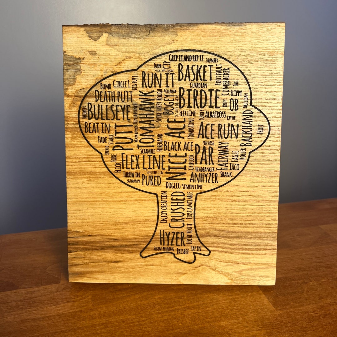 Disc Golf Lingo Word Sign Laser Engraved 8x10 | Live Edge Wall Art ...