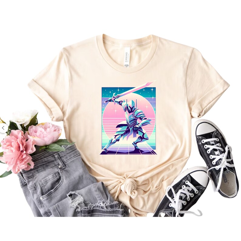 Vaporwave Warrior Tee, Magic the Gathering Style, Minimalist Soldier ...