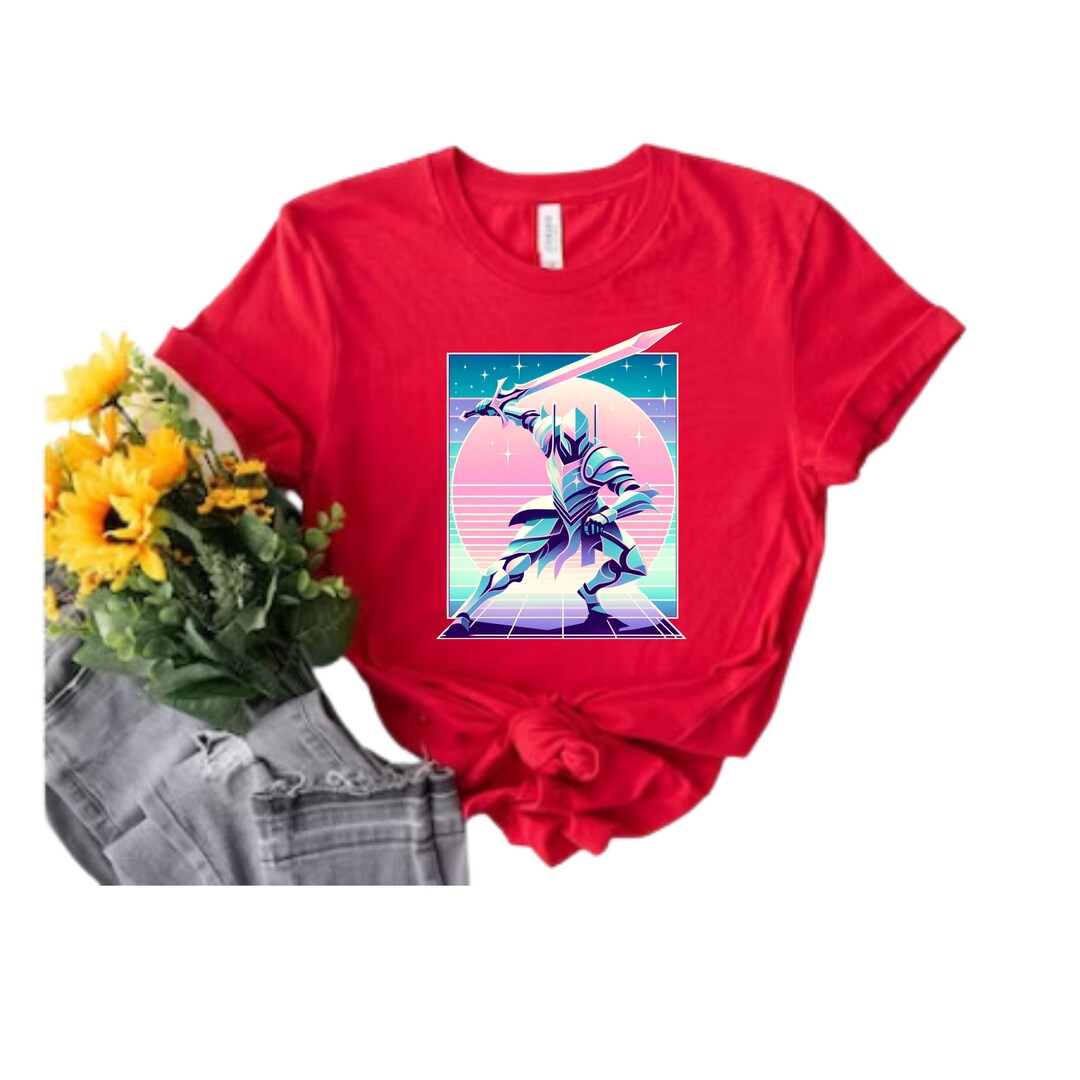 Vaporwave Warrior Tee, Magic the Gathering Style, Minimalist Soldier ...