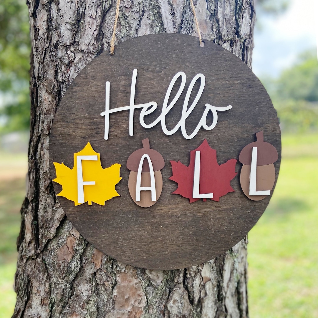 Hello Fall Door Sign Hello Fall Fall Wreath Fall Decor - Etsy