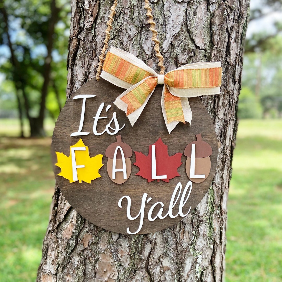 It's Fall Y'all Door Sign Hello Fall Fall Wreath Fall Decor Fall Wreath ...