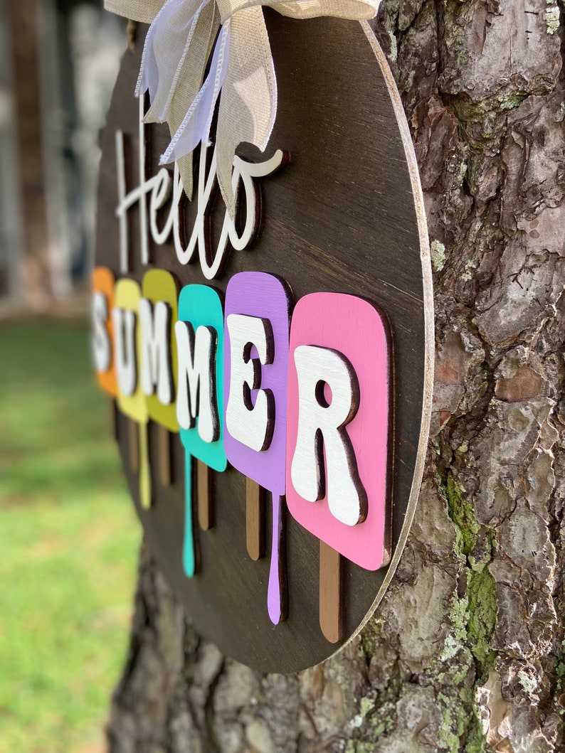 Hello Summer Door Sign Door Sign Summer Front Door Decor - Etsy