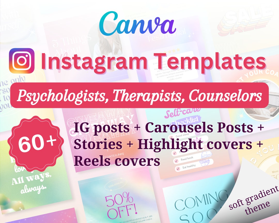 Canva Instagram Templates Bundle Social Media Posts for Psychologists ...