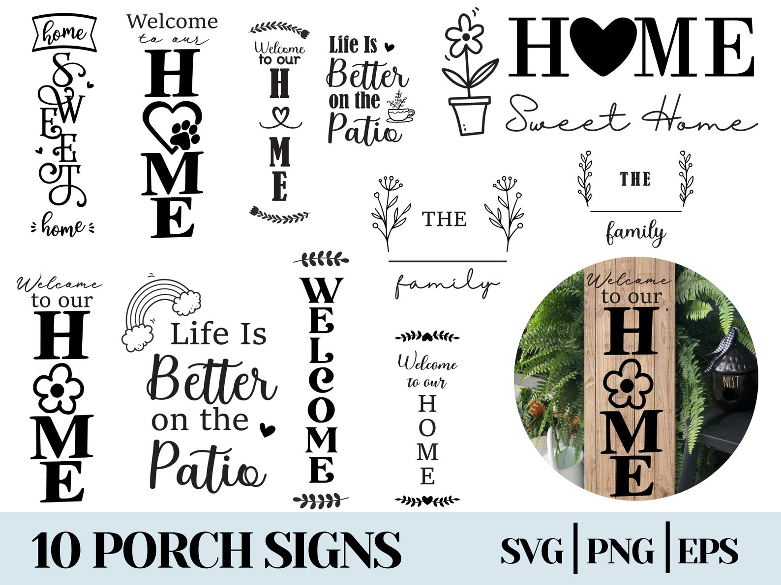 Porch Sign Svg, Porch Sign Svg Bundle, Welcome Svg, Vertical Welcome ...