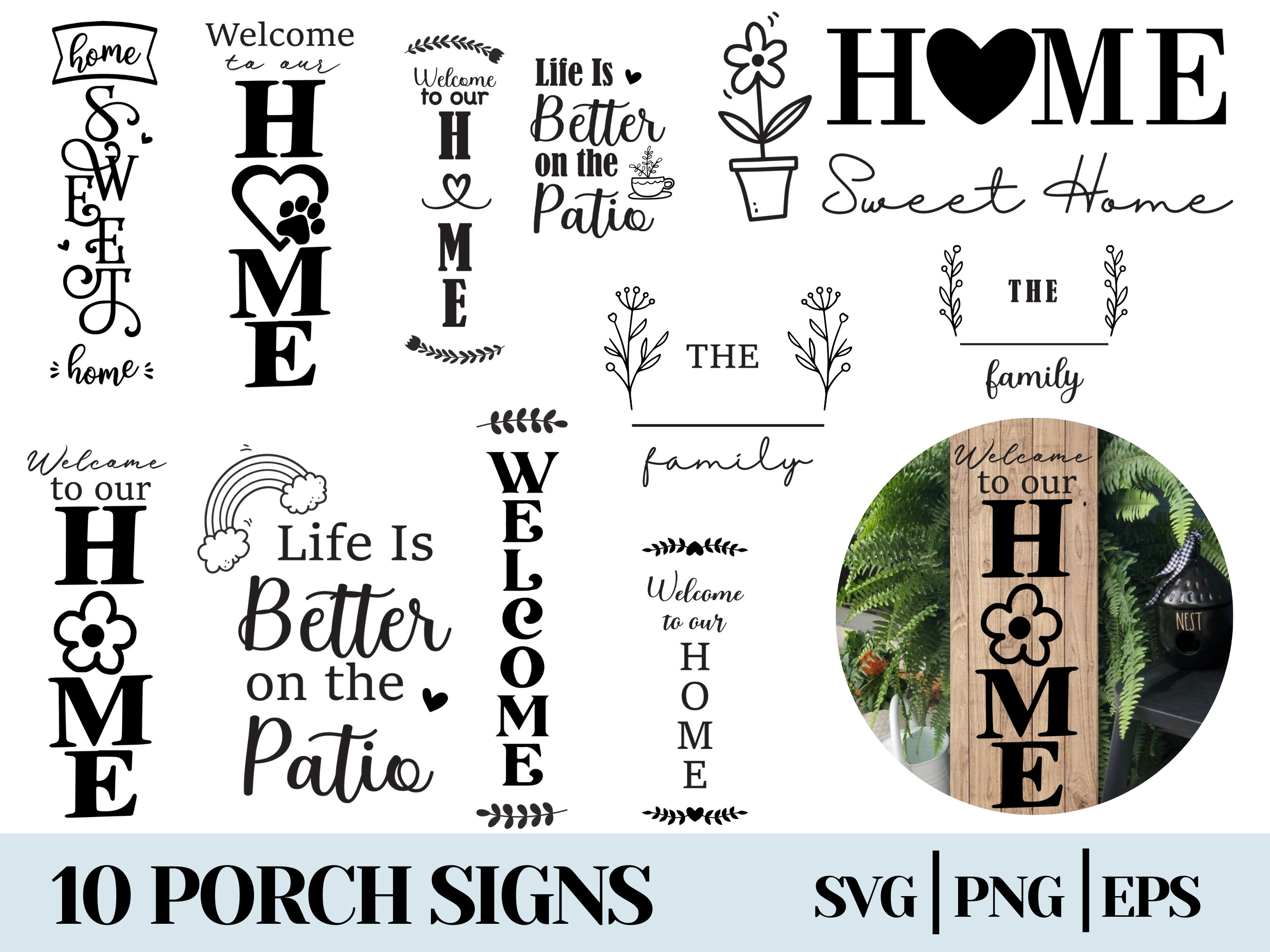 Porch Sign Svg, Porch Sign Svg Bundle, Welcome Svg, Vertical Welcome ...