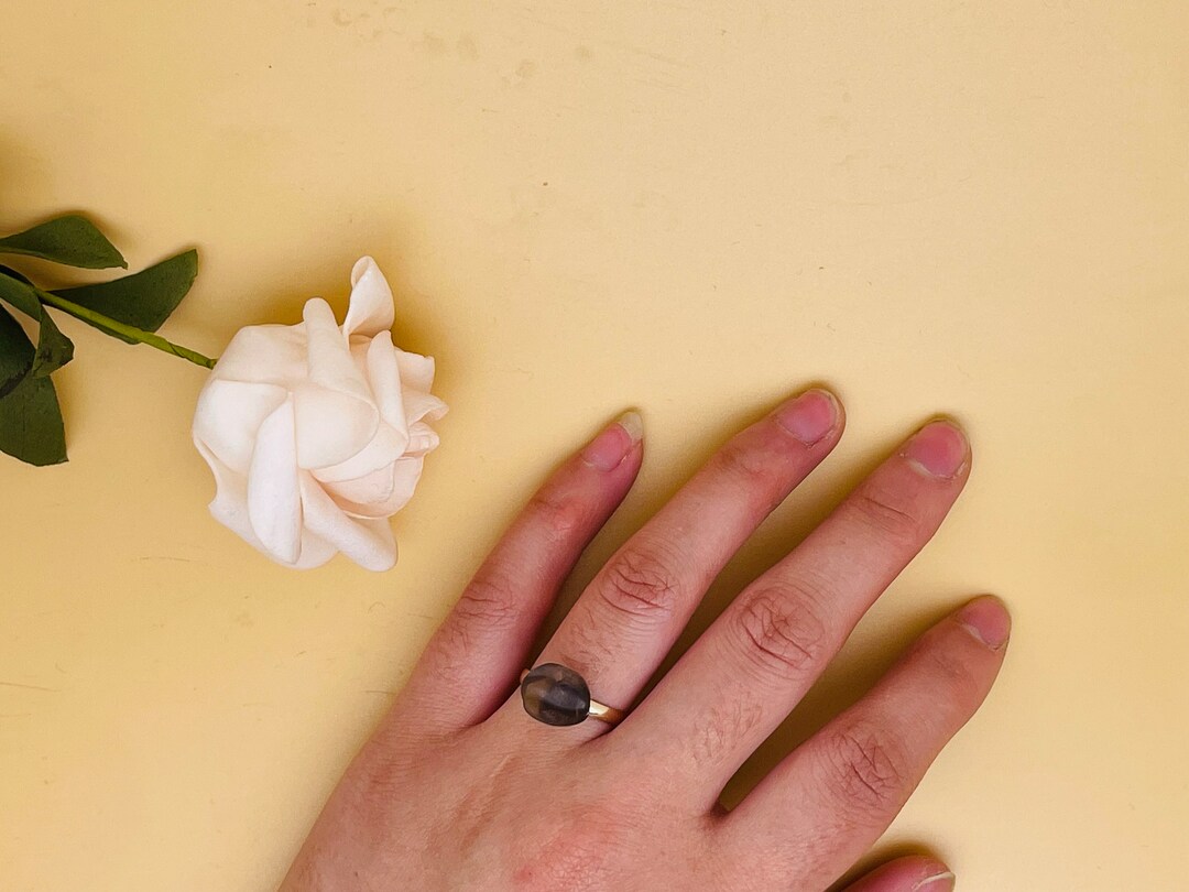 Apache Tear Crystal Ring Handmade Gemstone Rings Adjustable Rings ...