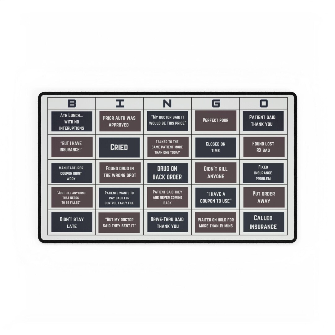 Pharmacy Bingo Card Desk Mat Medium Size - Etsy