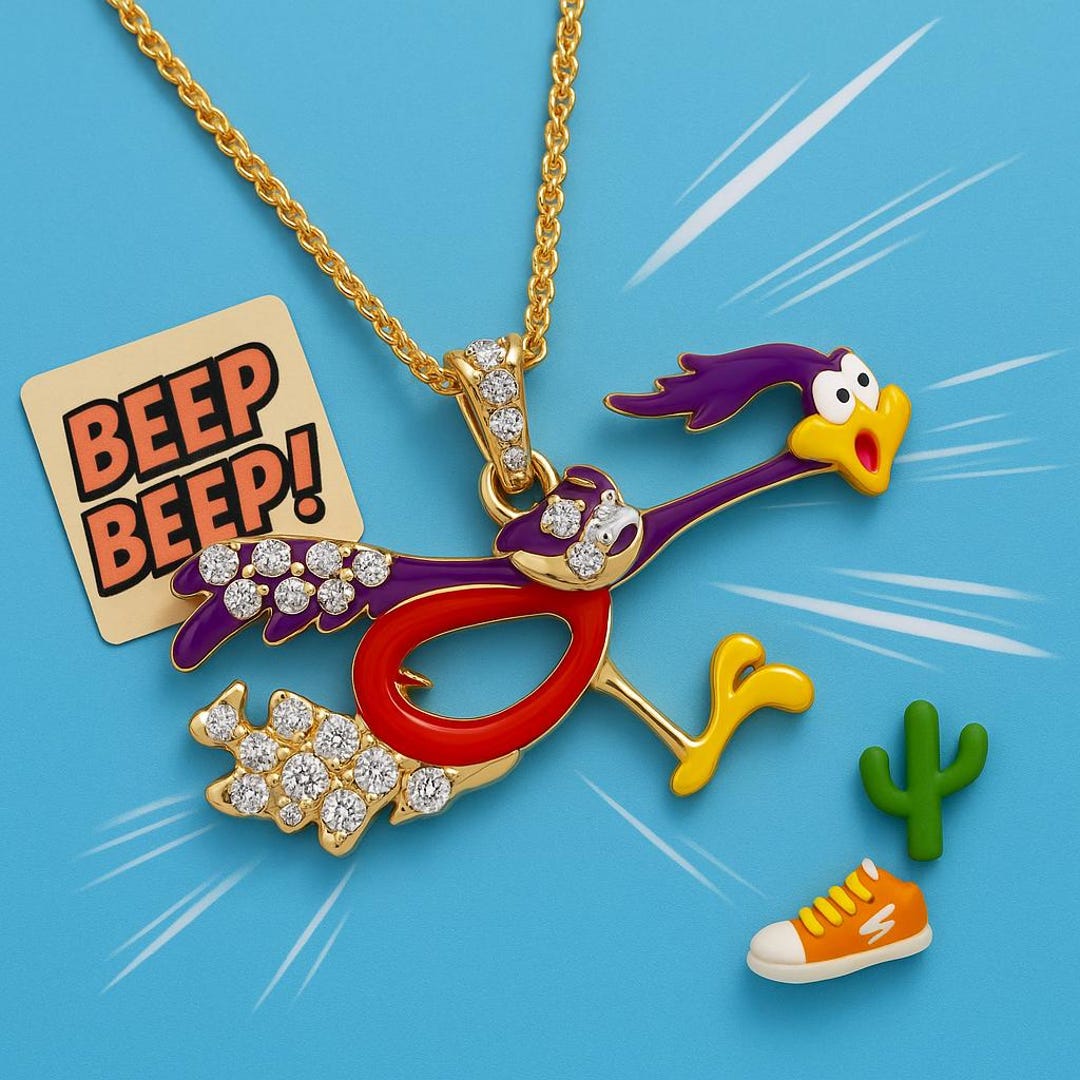 Roadrunner Iced Out Charm Pendant Necklace | Hip Hop Style Unisex ...