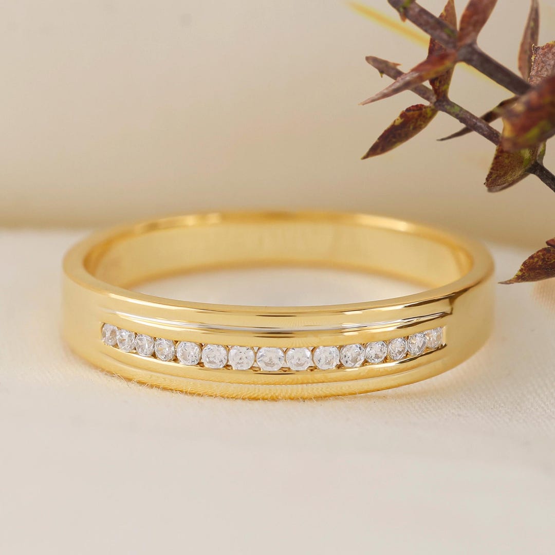 Bold Half Eternity Diamond Ring for Him | 0.114 Carat Channel Set ...