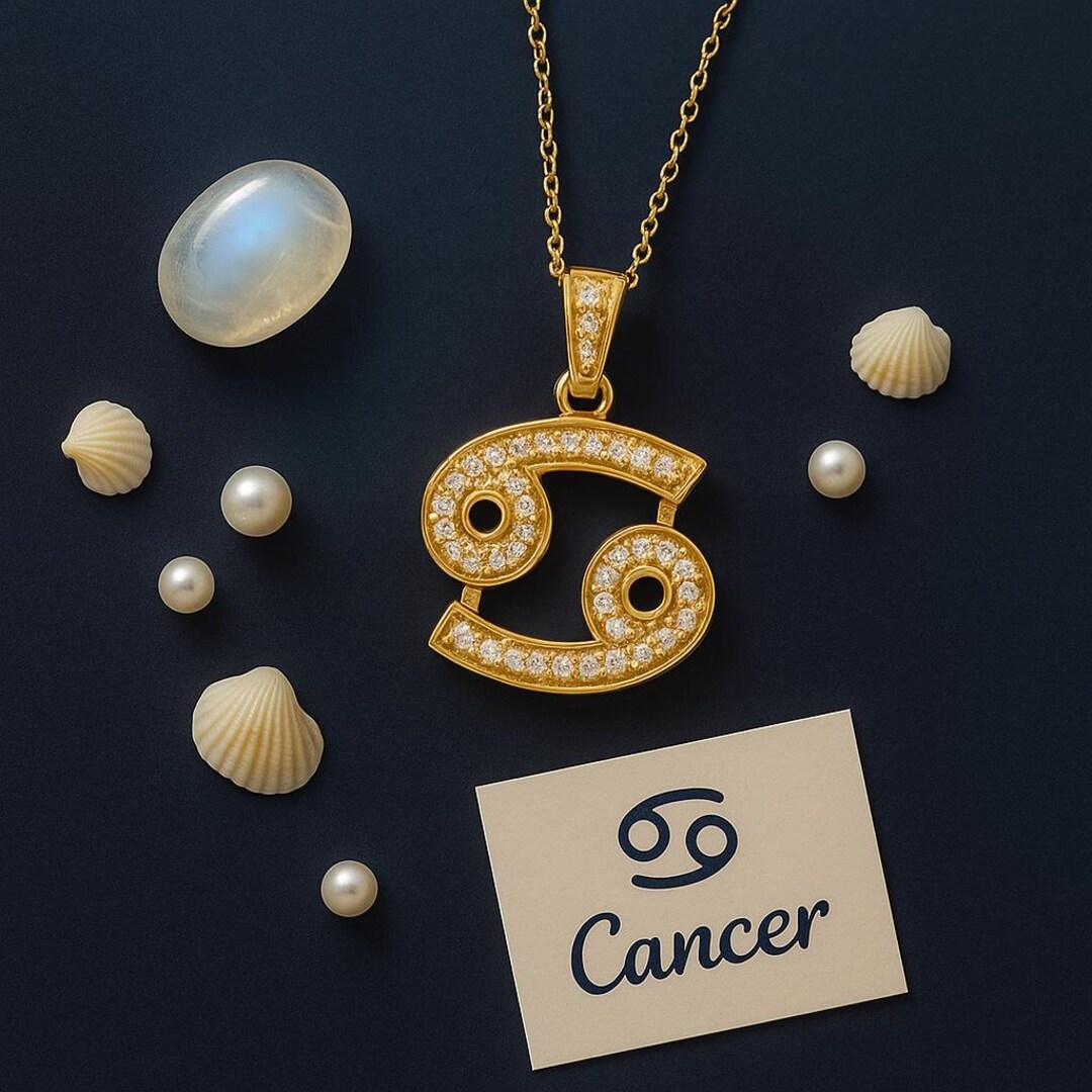 Diamond Cancer Zodiac Necklace: Sterling Silver Constellation Pendant ...
