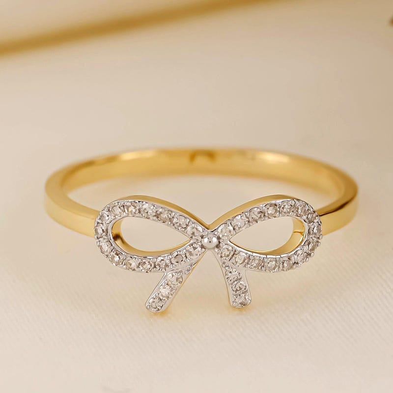 Vintage Diamond Bow Ring - Etsy