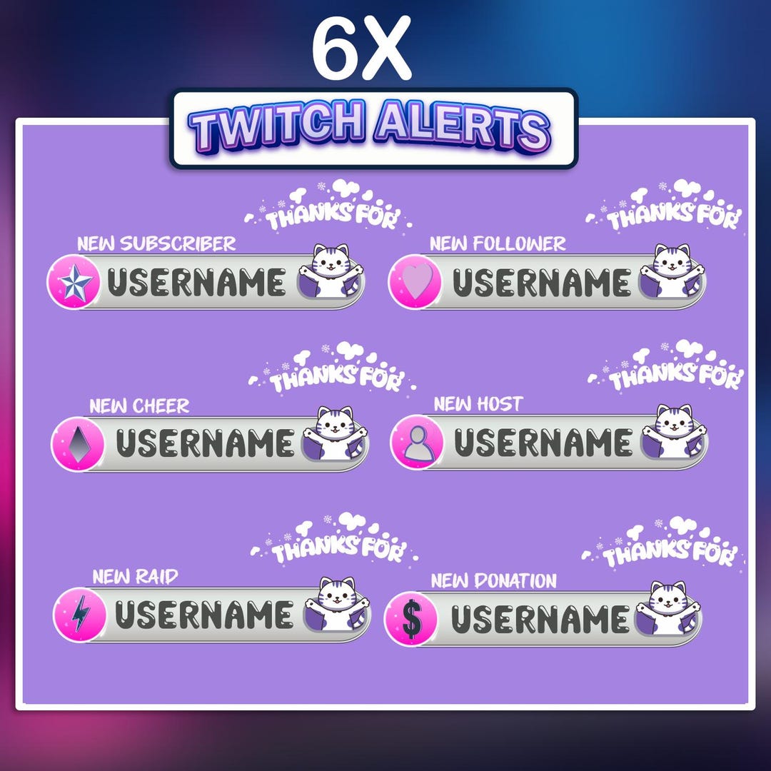 Cute Kitten Animated Twitch Alerts | Stream Alerts | Kawaii Animated ...
