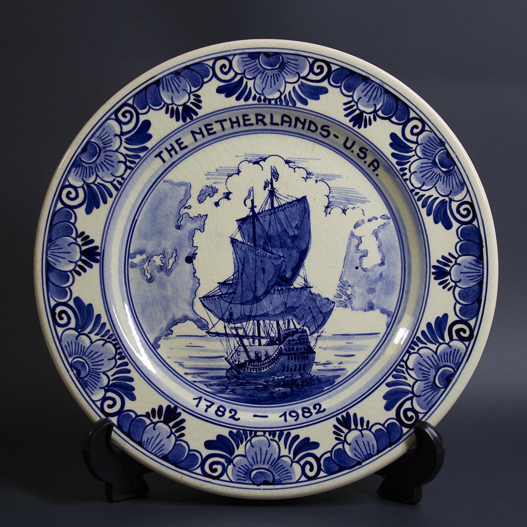 23cm Hand Painted Delft Blue Tall Ship Plate Made by De Kruik - Etsy