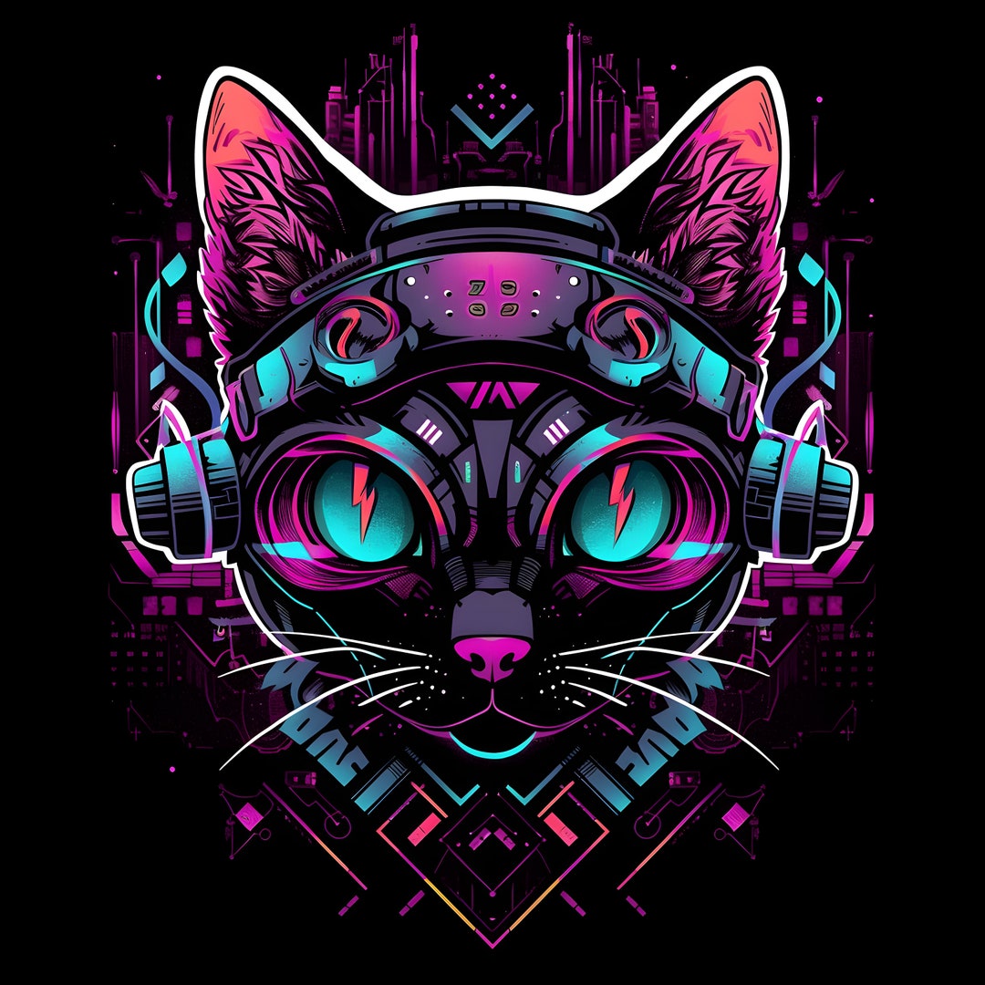 Cyberpunk Cat / Cybercat / Neon - Etsy