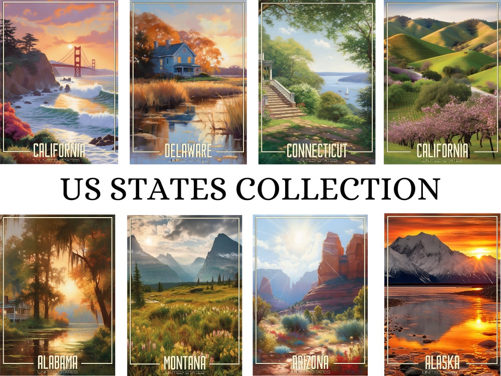 50 States US Digital Prints | US States 70+ Posters Include | Tourism ...