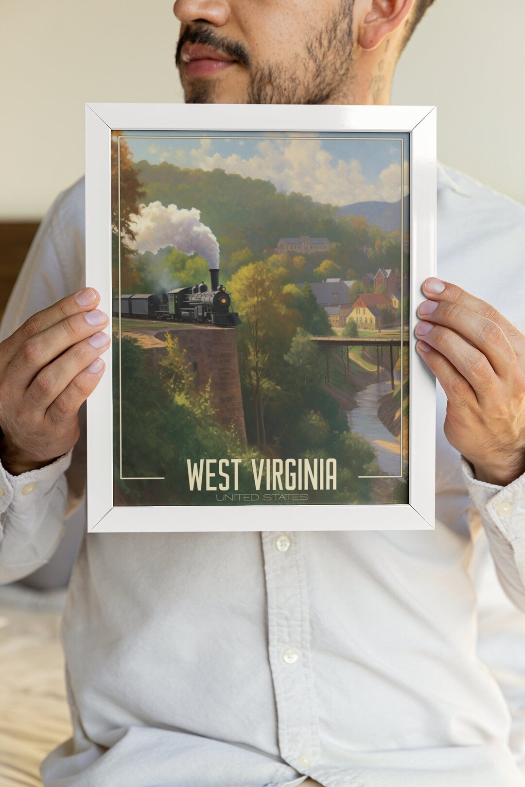 West Virginia US State PNG Travel Poster | Digital Travel Art Instant ...