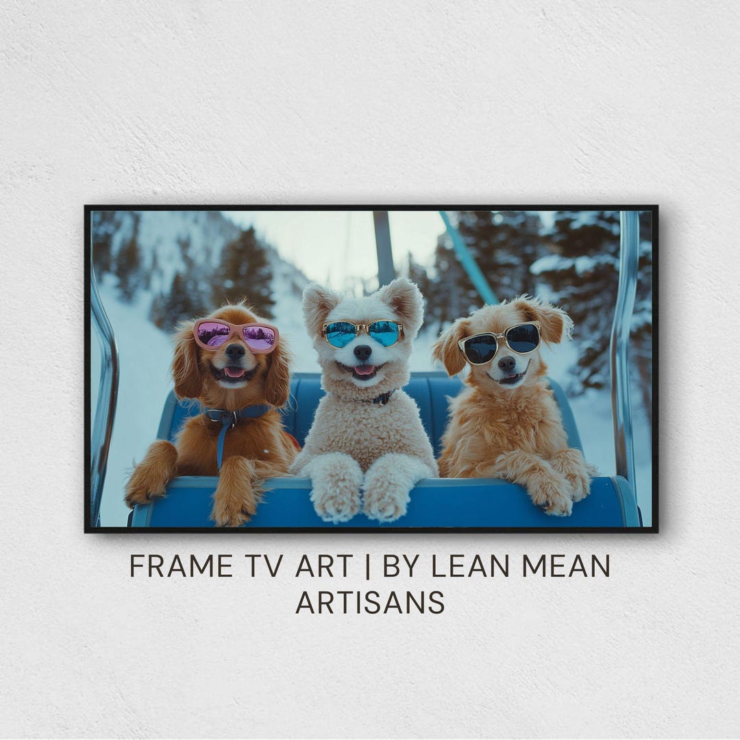 Samsung Frame TV Art | Dogs on Chairlift in Winter Wonderland | Digital ...