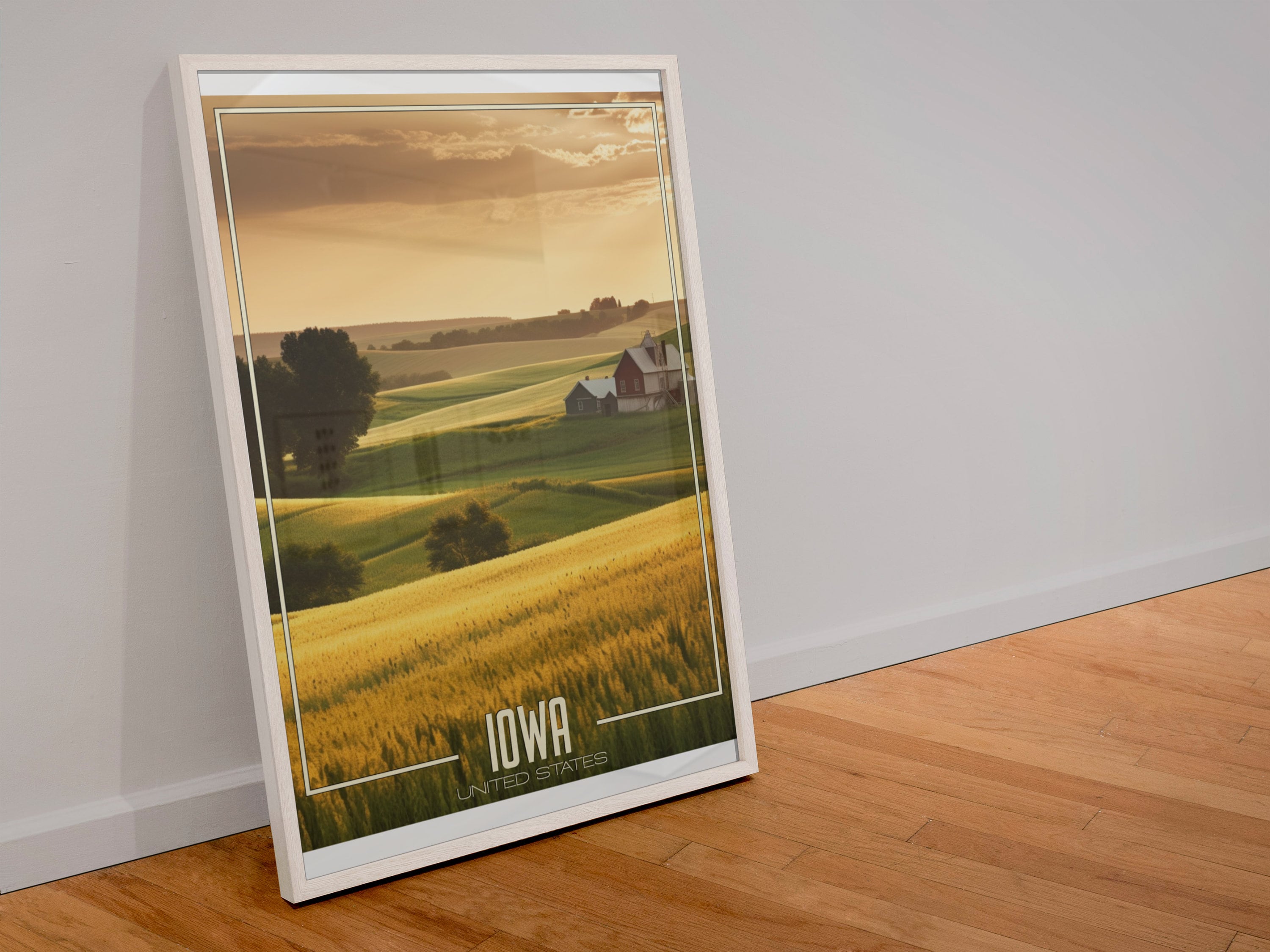 Lowa US State Realistic Travel Poster Digital Art PNG Instant Download ...