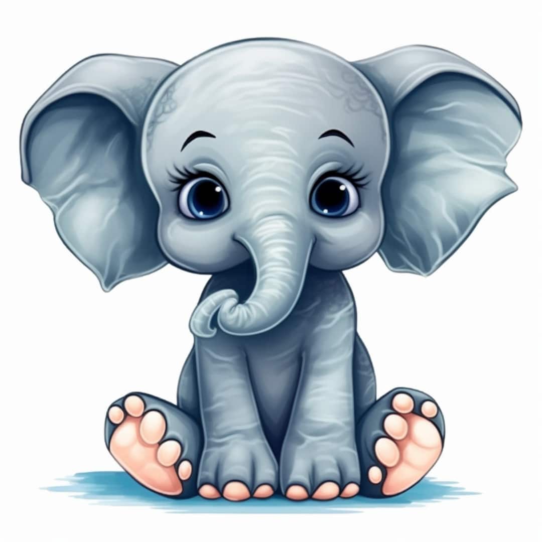 Baby Elephants Clipart PNG Digital Art Collection Instant Download ...