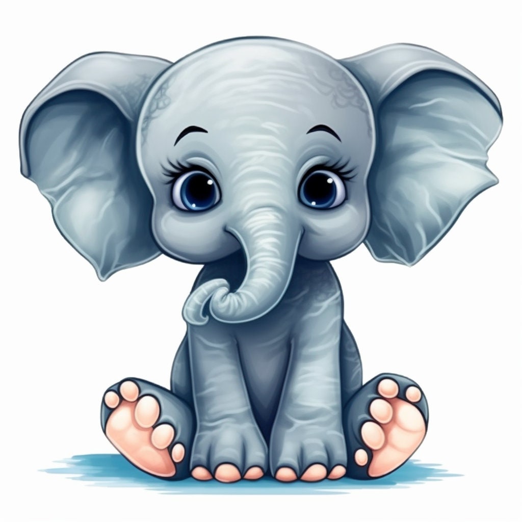 Baby Elephants Clipart PNG Digital Art Collection Instant Download ...