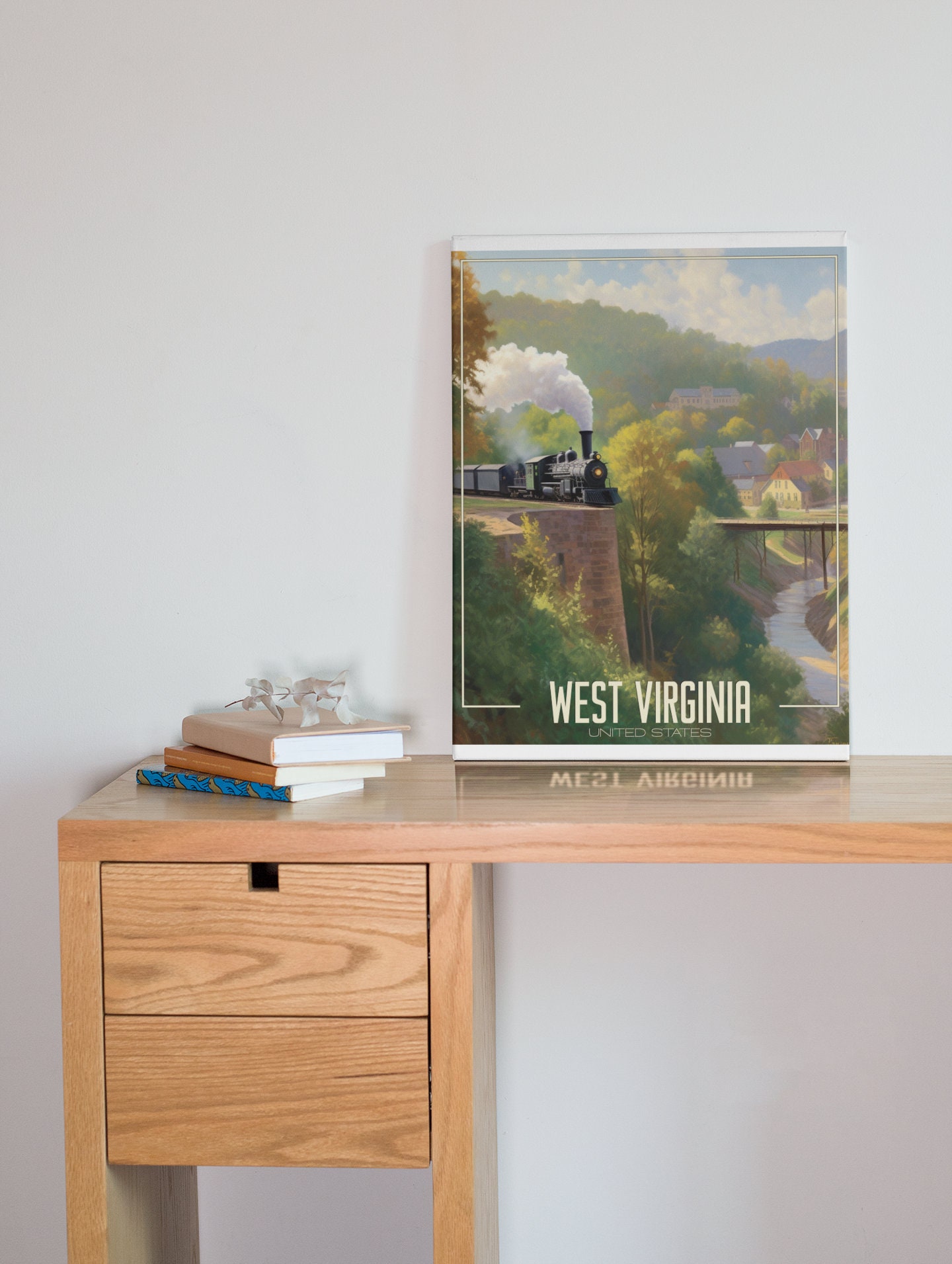 West Virginia US State PNG Travel Poster Digital Travel Art - Etsy