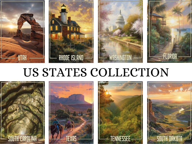 50 States US Digital Prints | US States 70+ Posters Include | Tourism ...