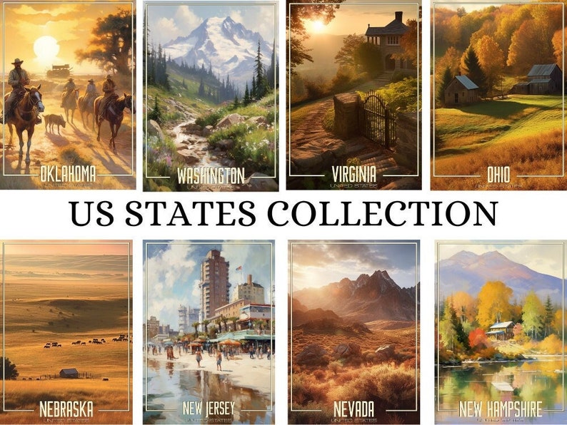 50 States Posters Digital Travel Prints US States 70 Posters Include ...