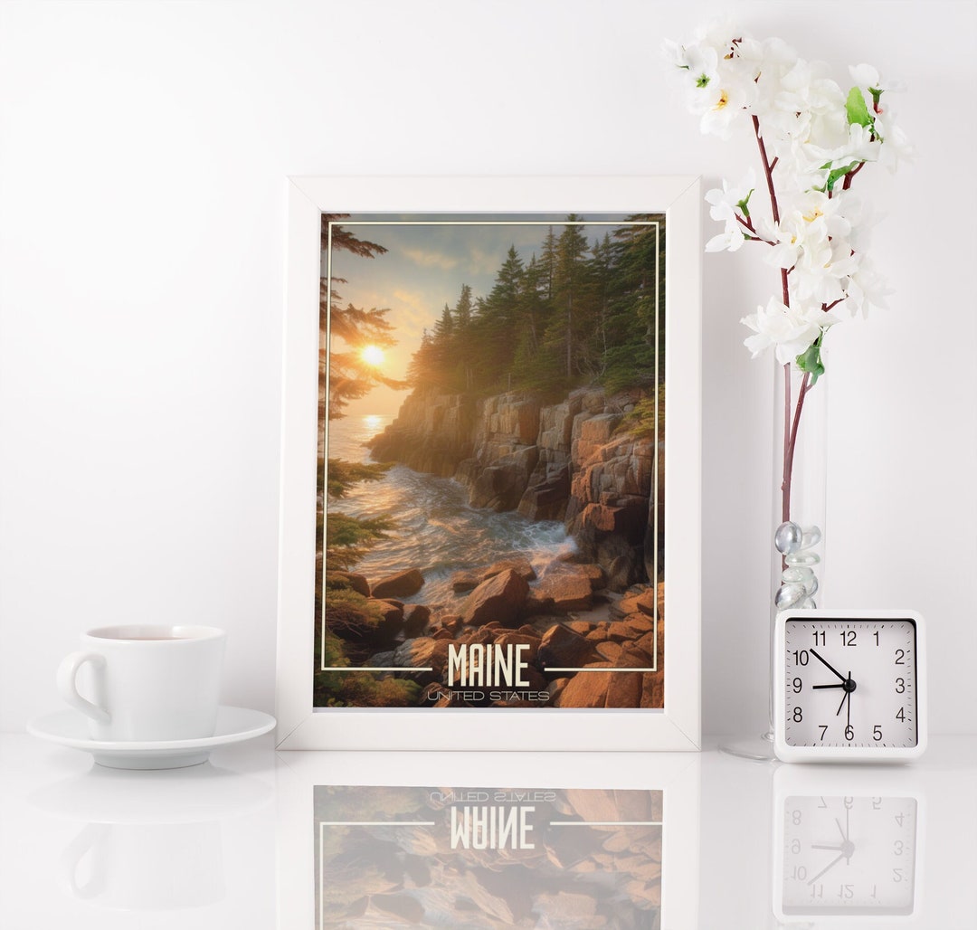 Maine USA PNG Travel Poster | Digital Travel Art Instant Download ...