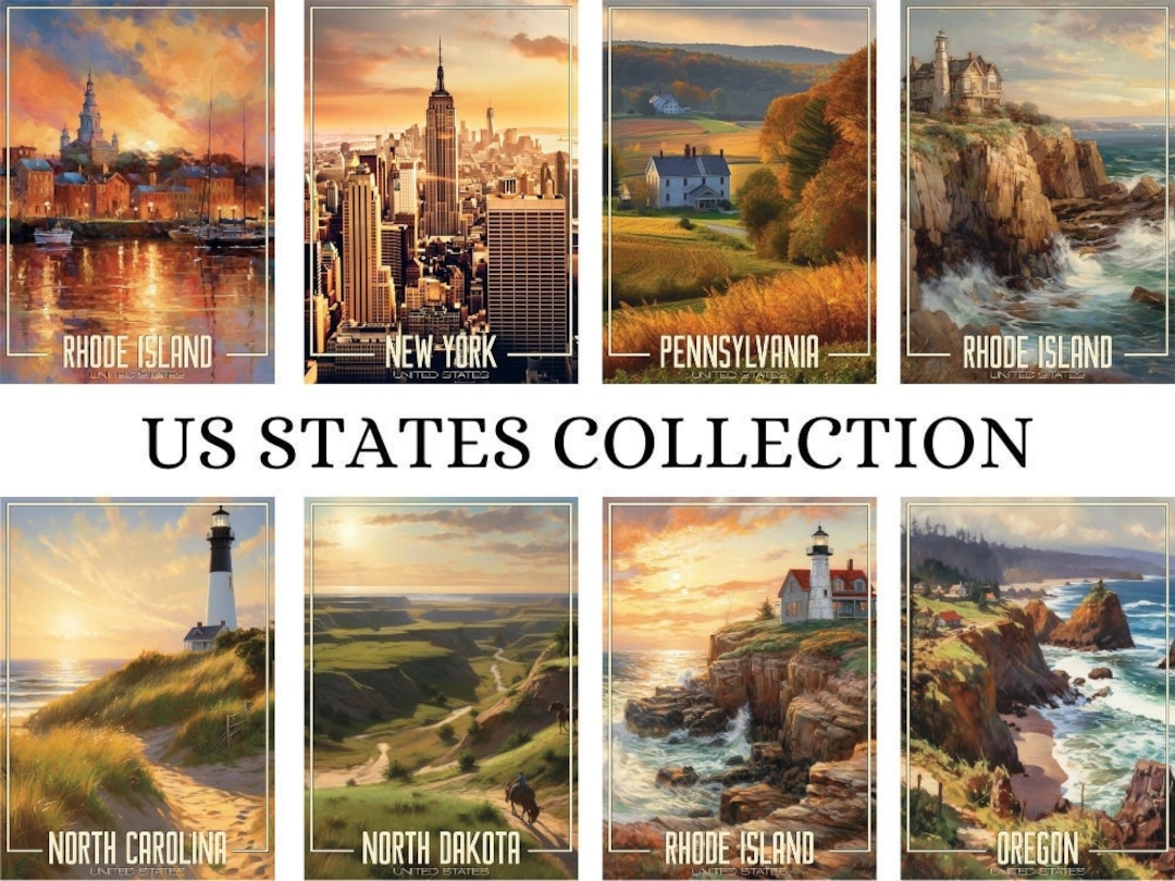 50 States US Digital Prints | US States 70+ Posters Include | Tourism ...