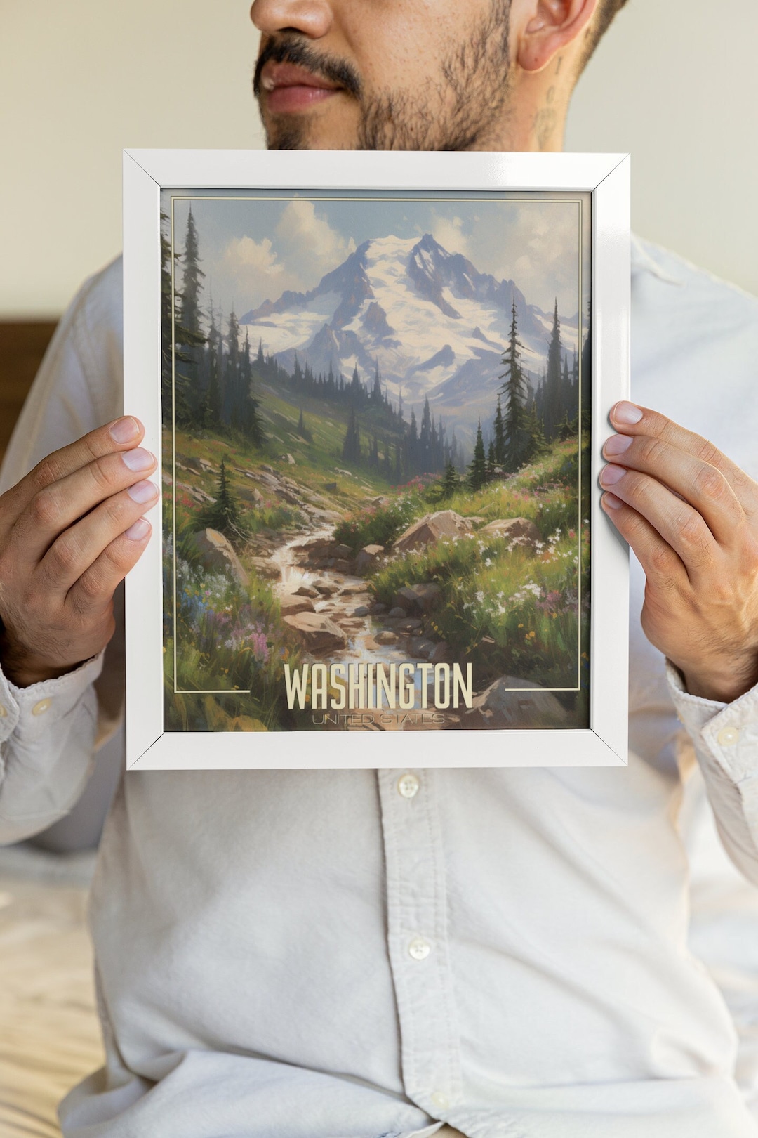 Washington US State PNG Travel Poster | Digital Travel Art Instant ...