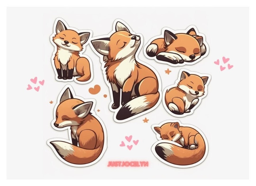 Fox Die-cut Stickers Cute Fox Stickers Journal Stickers - Etsy