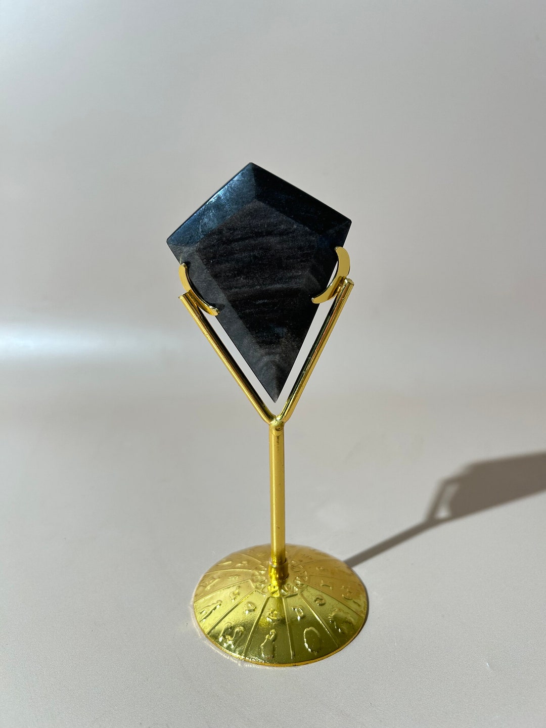 Silver Flash Obsidian Crystal Triangle - Etsy UK