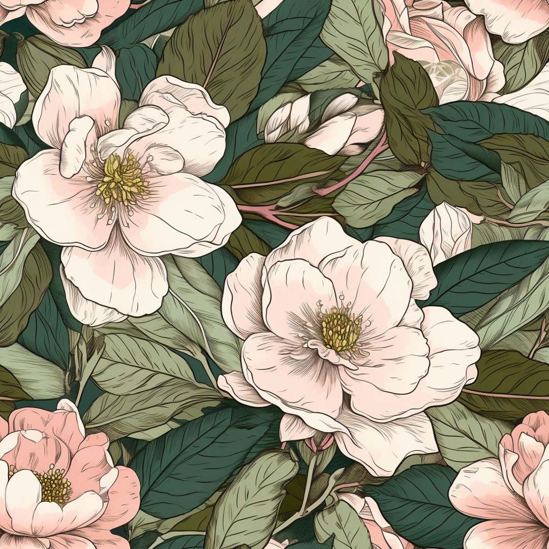 Camellias Repeating Pattern for Fabric Paper and Crafts - Etsy